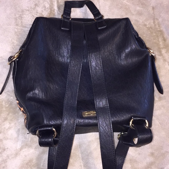 Jessica Simpson | Bags | Black And Leopard Backpack Purse With Many ...